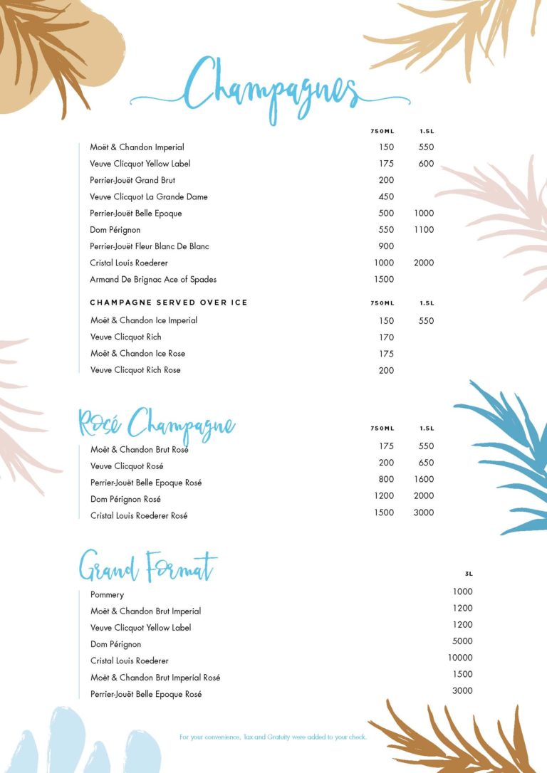 nikki beach bottle menu 3 - Birthday Bottle Service